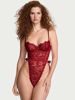 Victoria's Secret Dream Angels Wicked Unlined Lace Teddy - Red