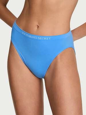 Victoria's Secret Seamless Logo Rib High-leg Brief Panty - Blue