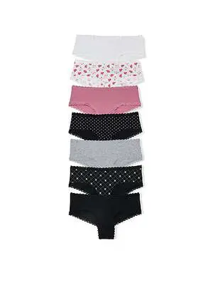 Victoria's Secret 7-pack Lace-trim Cotton Cheeky Panties - Print