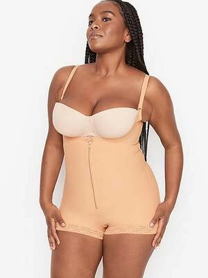 Victoria's Secret Leonisa Shapewear Extra-firm Compression Open Bust Body Shaper - Beige