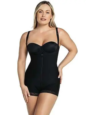 Victoria's Secret Leonisa Shapewear Firm Compression Open Bust Body Shaper Boyshorts - Black