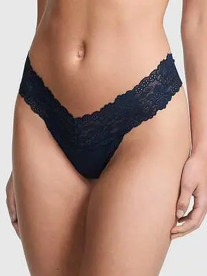 Pink Wink™ Lace-trim Thong Panty - Blue