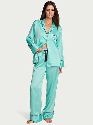 Victoria's Secret Signature Satin Long Pajama Set - Blue