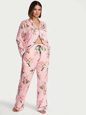Victoria's Secret Signature Satin Long Pajama Set Floral