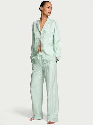 Victoria's Secret Signature Satin Long Pajama Set - Green