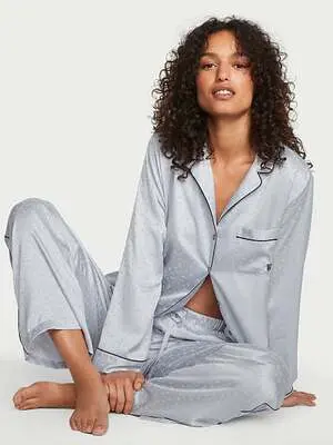 Victoria's Secret Signature Satin Long Pajama Set Grey