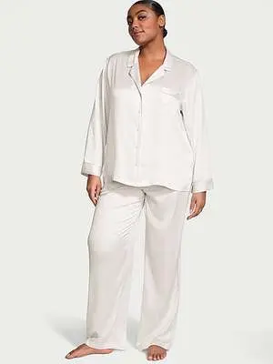 Victoria's Secret Signature Satin Long Pajama Set White,ivory