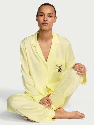 Victoria's Secret Signature Satin Long Pajama Set - Yellow