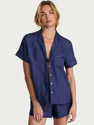 Victoria's Secret Signature Satin Short Pajama Set - Blue
