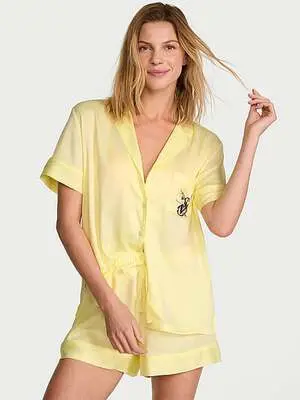 Victoria's Secret Signature Satin Short Pajama Set - Yellow