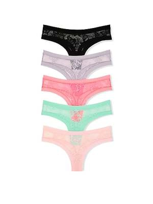 Victoria's Secret 5-pack No-show Butterfly Lace Thong Panties - Print