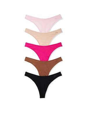 Pink 5-pack Cotton Thong Panties - Print