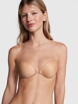 Pink Backless Front-close Lightly Lined Bra - Beige