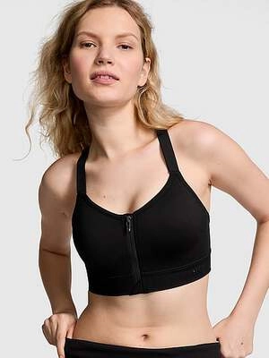 Pink Seamless Air High-impact Sports Bra - Black