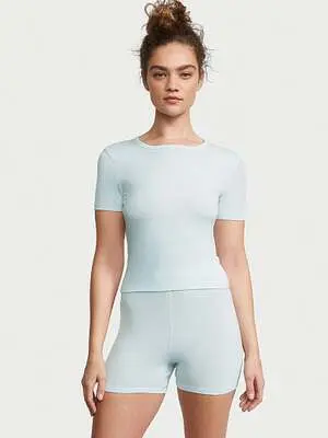 Victoria's Secret Ribbed Modal Tee Short Set - Blue
