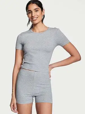 Victoria's Secret Ribbed Modal Tee Short Set Grey