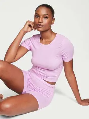 Victoria's Secret Ribbed Modal Tee Short Set Purple