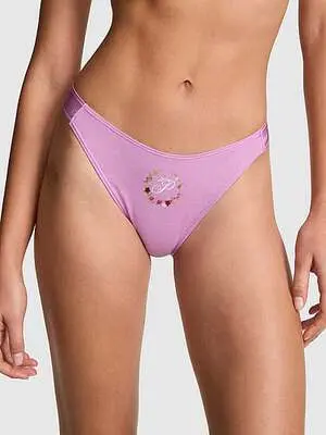 Pink Logo Thong Panty - Purple