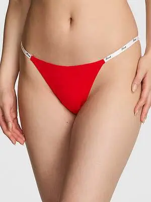 Pink Logo Thong Panty Red