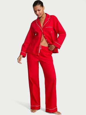 Victoria's Secret Heritage Cotton Long Pajama Set - Red