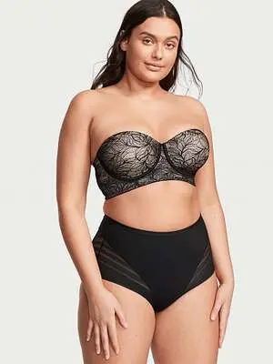 Victoria's Secret Leonisa Shapewear Firm Compression Strapless Lace Longline Bra - Black