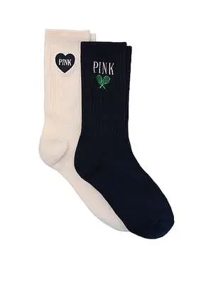 Pink 2-pack Crew Socks - Print
