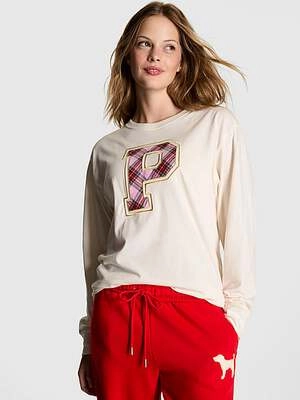 Pink PINK Long-Sleeve Tee Beige