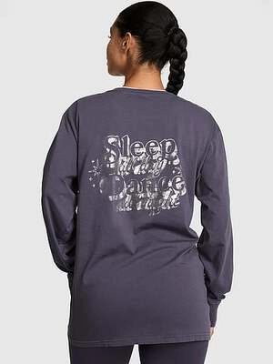 Pink Cotton Long-sleeve Tee - Grey