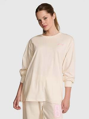 Pink Cotton Long-sleeve Tee - Grey