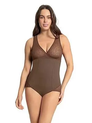 Victoria's Secret Leonisa Shapewear Sheer Stripe Detail Sculpting Bodysuit Brown