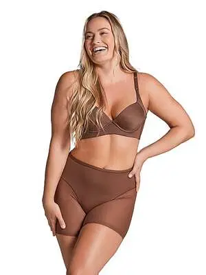Victoria's Secret Leonisa Shapewear Comfy Compression Undetectable Sheer Shaper Shorts - Brown