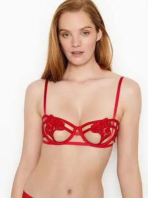Victoria's Secret Very Sexy Strappy Embroide Open Cup Bra - Red