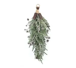 MELROSE Frosted Pinecone Twig Swag 31h - One-color