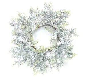 MELROSE Flocked Cedar Wreath 15'd - One-color