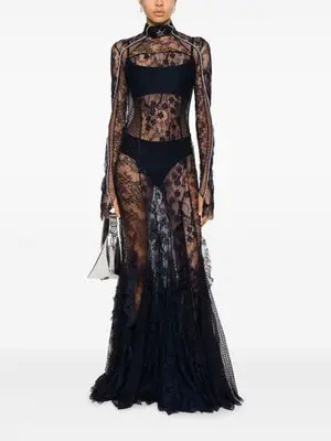 Off-White Floral-lace Sheer Gown