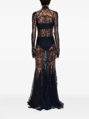 Off-White Floral-lace Sheer Gown