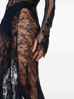 Off-White Floral-lace Sheer Gown