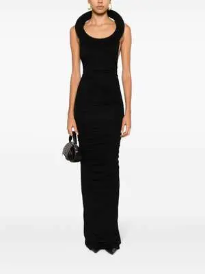 Off-White Round-neck Sleeveless Gown