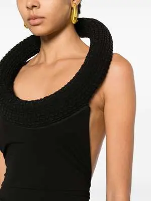 Off-White Round-neck Sleeveless Gown
