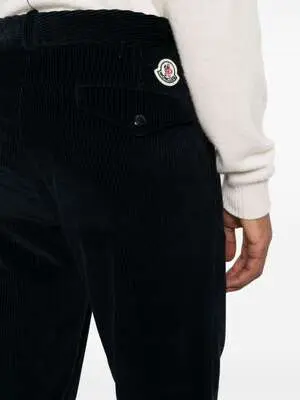 Moncler Logo-appliqué Corduroy Trousers - Blue