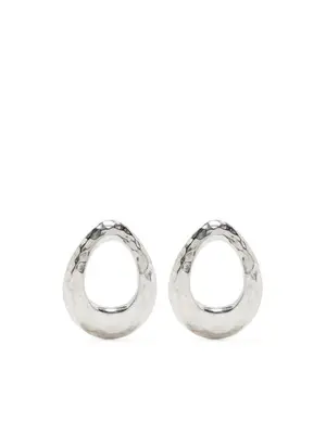 DOWER & HALL Hammered Oval Earrings - Silver