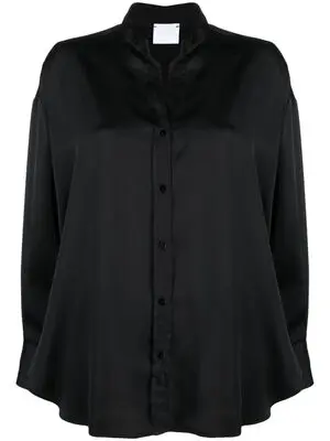 MERCI Band Collar Long Sleeve Shirt - Black