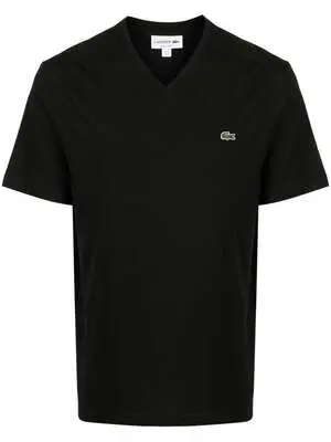 Lacoste Crocodile Logo-patch V-neck T-shirt - Black