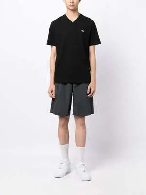 Lacoste Crocodile Logo-patch V-neck T-shirt - Black