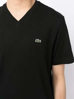 Lacoste Crocodile Logo-patch V-neck T-shirt - Black