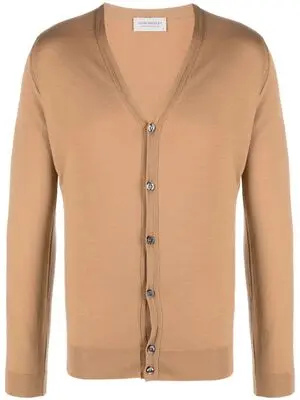 John Smedley V-neck Merino Wool Cardigan - Brown
