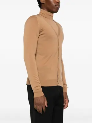 John Smedley V-neck Merino Wool Cardigan - Brown