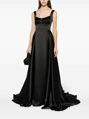 ATU BODY COUTURE V-back Satin Gown - Black