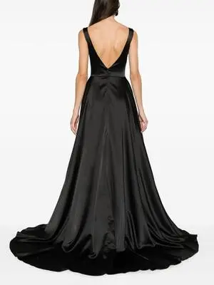 ATU BODY COUTURE V-back Satin Gown - Black