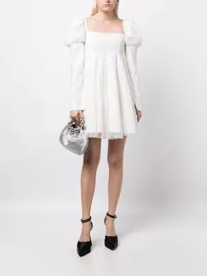 MACGRAW Romantic Juliet-sleeved Short Dress - White